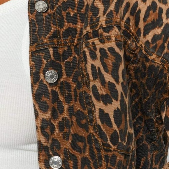 Jackets & Coats | Animal Print Jean Jacket Leopard Print Cotton Fall ...